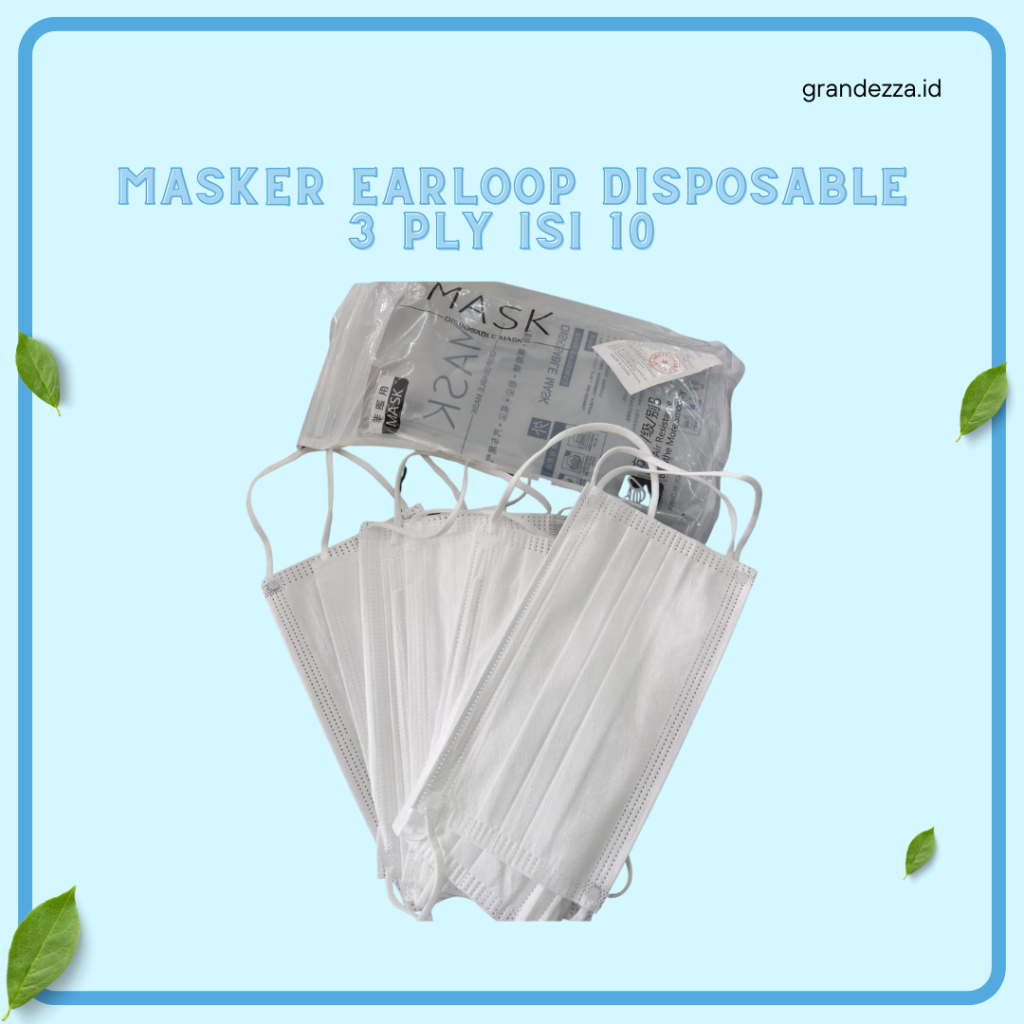 Jual Masker 3 Ply Earloop Disposable Non Medis kemasan Pack isi 10 ...