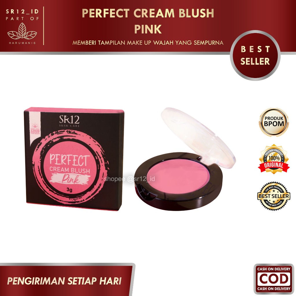 Jual PERFECT CREAM BLUSH PINK SR12 / PERONA PIPI NATURAL FINISH MAKEUP ...