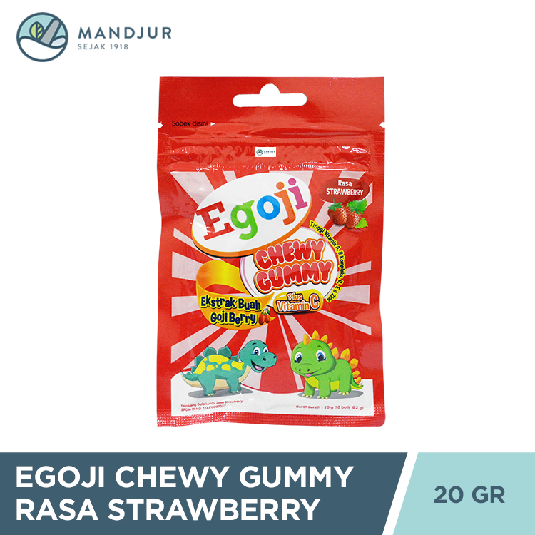 Jual Egoji Chewy Gummy Strawberry Isi 10 Butir - Permen Gummy Vitamin C ...