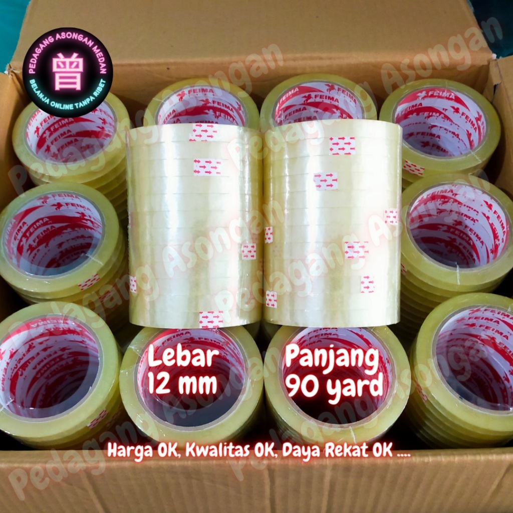 Jual Selotip Lakban Bening 1/2 Inch 1 Pack Isi 12 Roll 12mmx90Yard ...