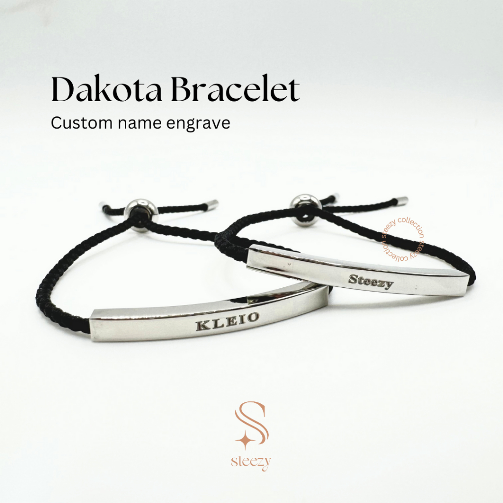 Jual Dakota Bracelet by Steezy x Kleio (NO COD) - Gelang Couple Custom Ukir Nama Stainless Steel ...