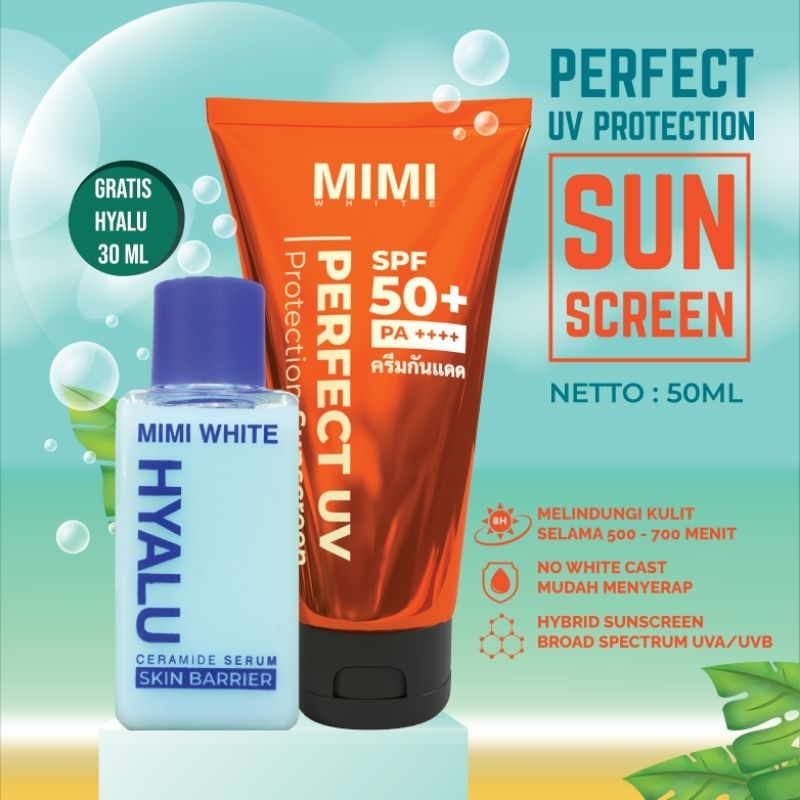 Jual MIMI WHITE Sunscreen SPF 50 PA++++ Vit E + Hyaluronic Serum 30 ml ...