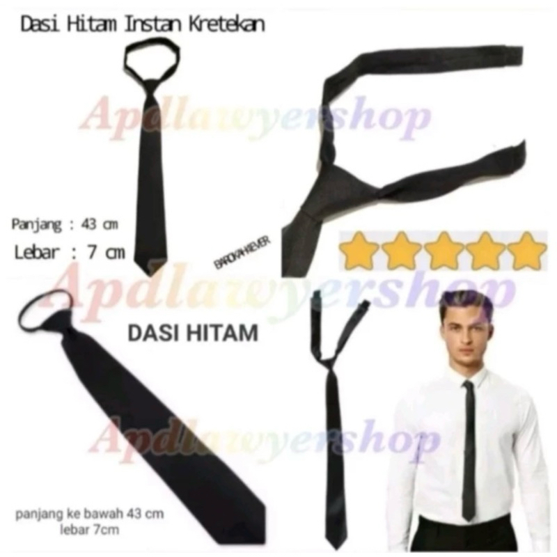 Jual Dasi Hitam Polos Instant Kretekan/Prevet Dasi Hitam Famatex/Tissue ...