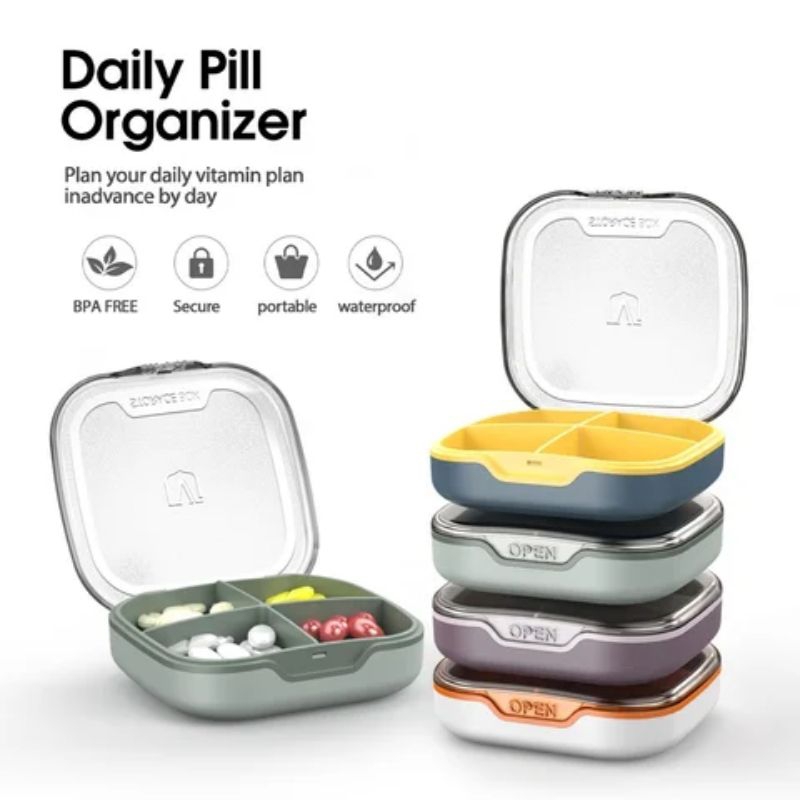 Jual Kotak Obat Harian / Kotak Vitamin / Tempat Obat 4 Sekat Dilengkapi ...