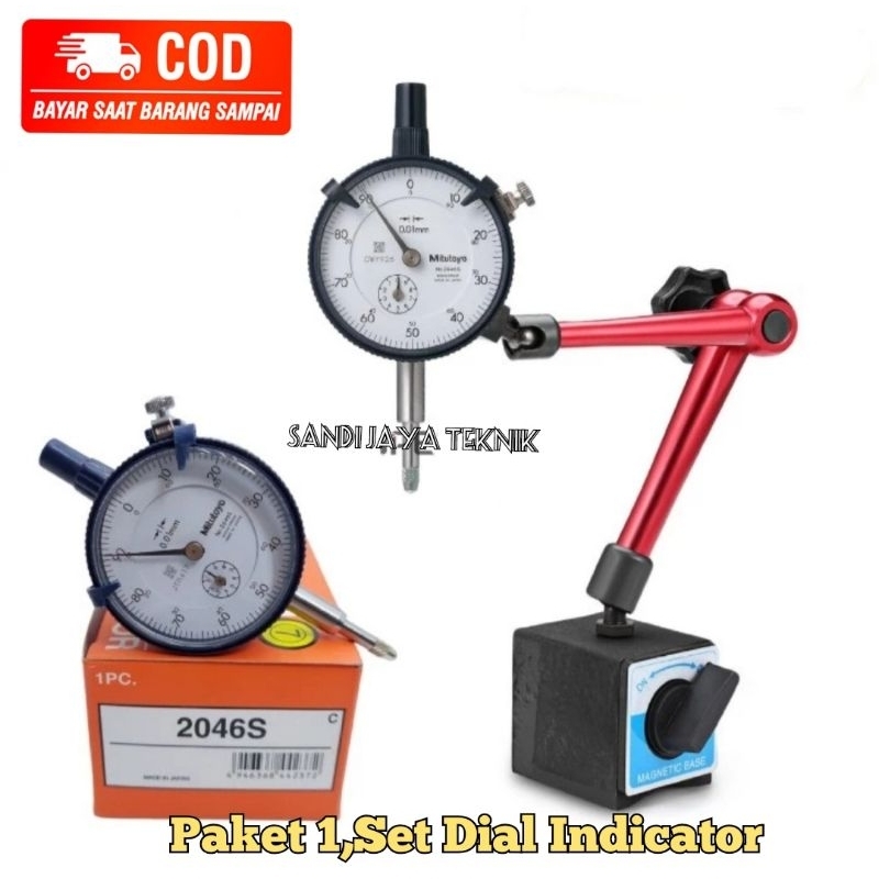 Jual Paket Dial Indicator Mitutoyo 2046S + Setang Dial Magnetic Base ...