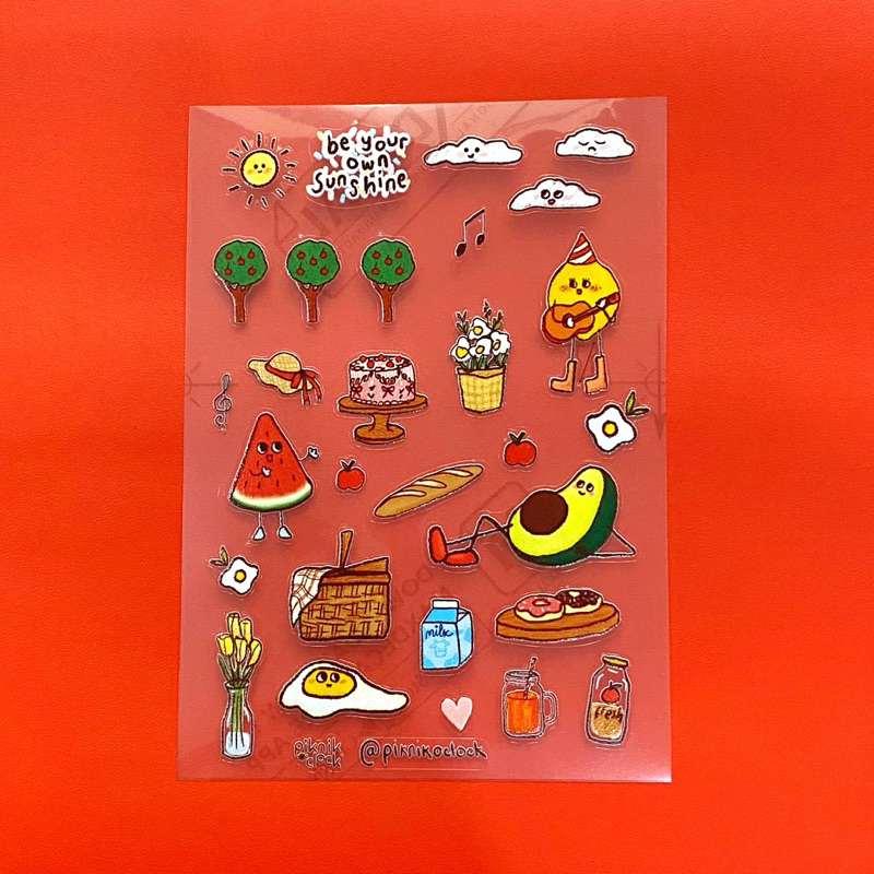 Jual Vinyl Transparent aesthetic Deco Sticker Sheet - piknik o clock ...