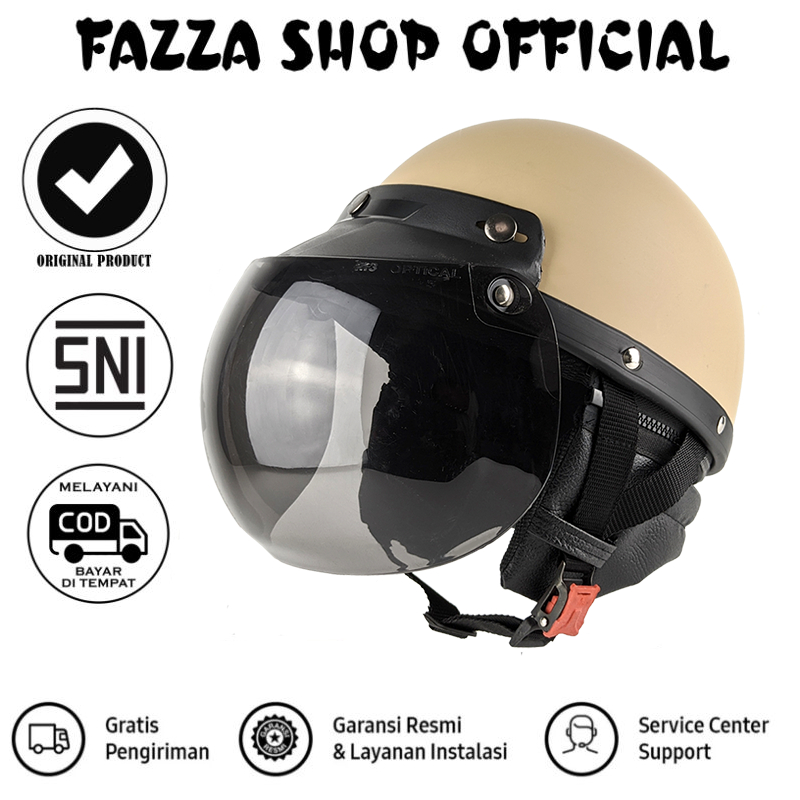 Jual Helm Setengah Kepala Retro Chips Dewasa Pria Wanita Kaca Cembung ...