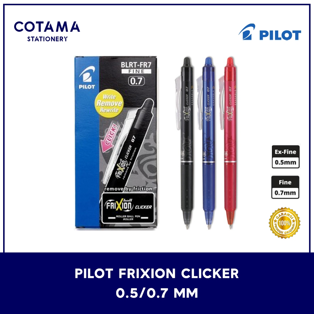 Jual Pulpen Pilot Frixion Clicker Erasable 0.5/0.7 mm - Hitam Biru Merah | Shopee Indonesia