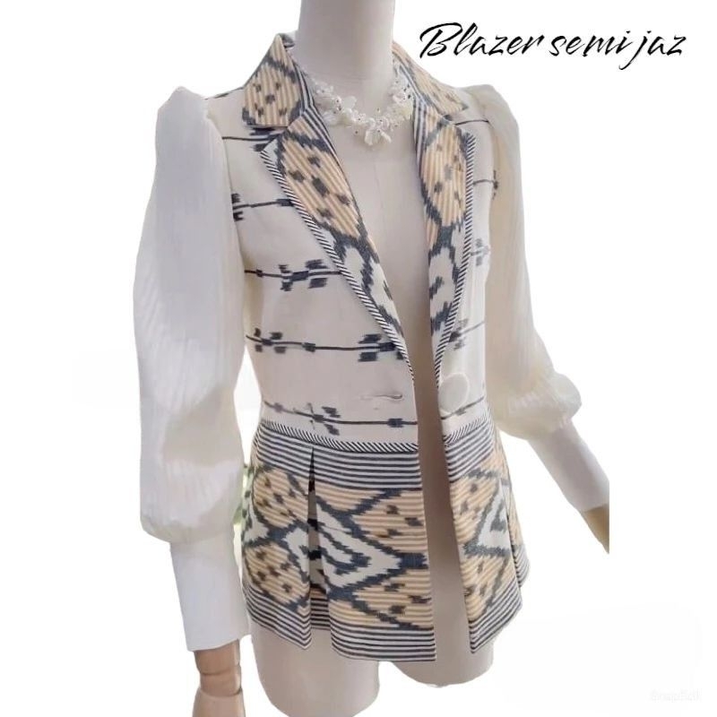 Jual blazer tenun outer tenun wanita baju kantor terbaru | Shopee Indonesia