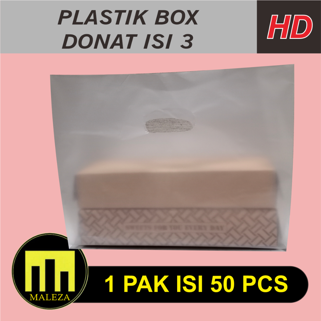Jual Plastik Box Donat isi 3/Kantong plastik donat 3/Plastik Dus donat ...