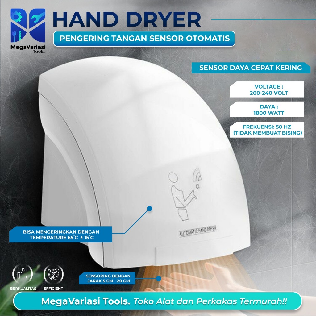 Jual Hand Dryer Pengering Tangan Sensor Otomatis 1800 Watt 200-240 Volt ...
