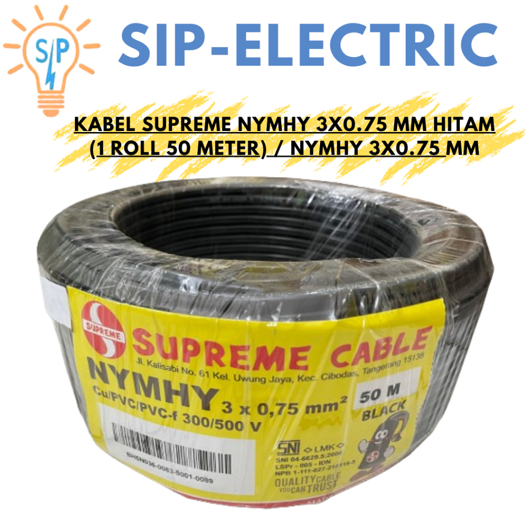 Jual Kabel Supreme Nymhy Nyyhy 3X0.75 Mm Serabut Hitam / Supreme Nymhy Nyyhy 3X0,75 1 Roll 50 ...