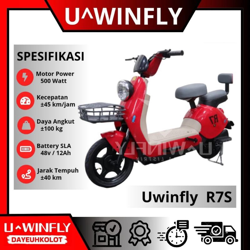 Jual Sepeda Listrik Uwinfly R7s Merah 500Watt 48V 12Ah Garansi Resmi ...