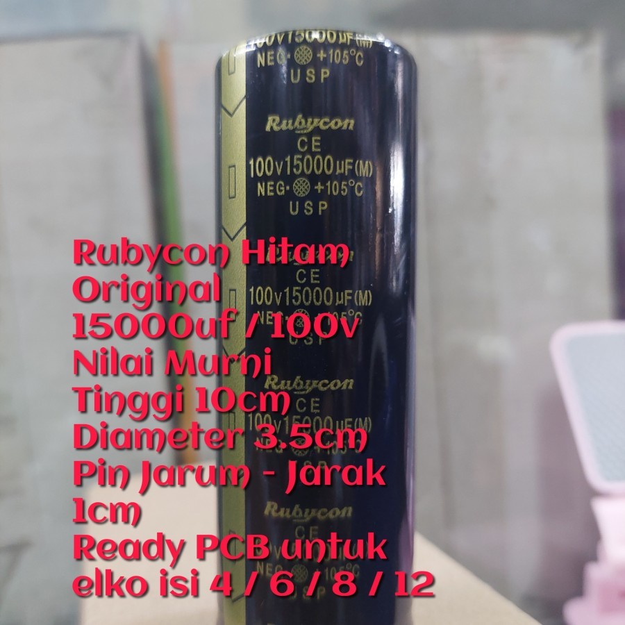 Jual Elko Kapasitor 15000uf 100v Rubycon elco capasitor 15000 uf 100 v hitam original | Shopee ...