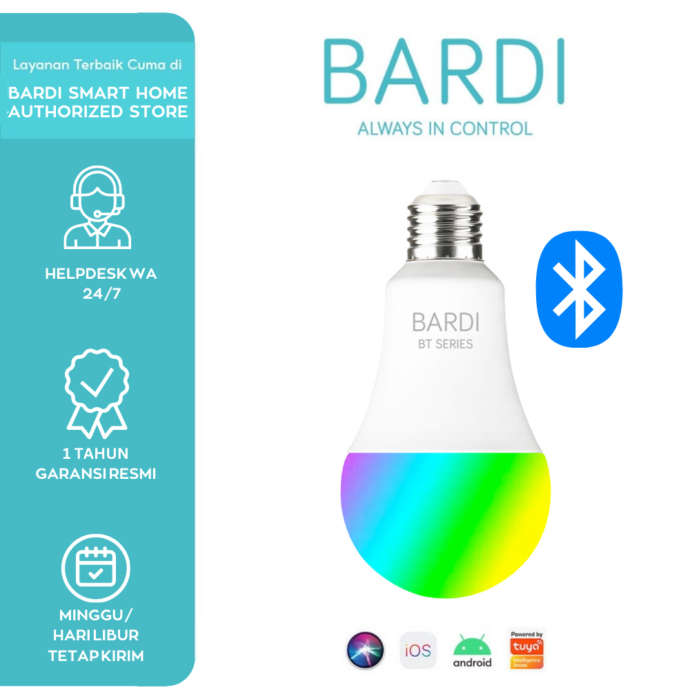 Jual BARDI Smart LED Light Bulb 9W RGBWW Bluetooth / WiFi | Bola Lampu ...