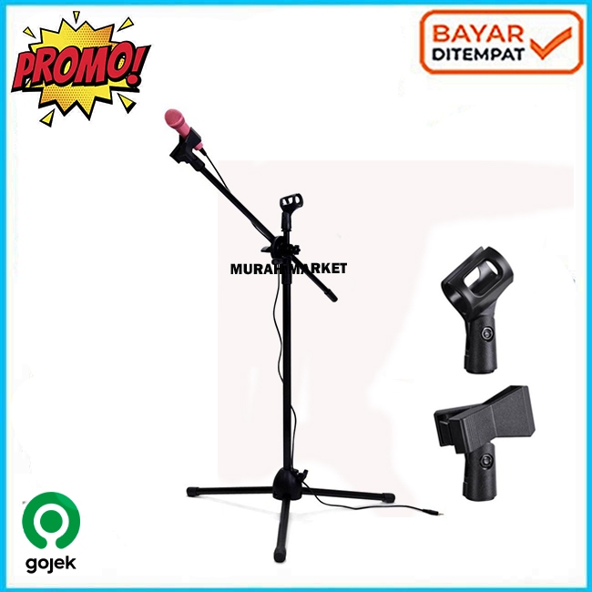 Jual Stand Microphone + Mic Holder / Stand Mic Lantai Tripod Condenser | Shopee Indonesia