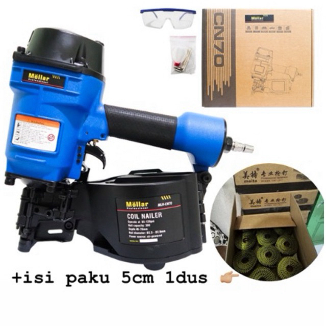 Jual Mesin Paku Tembak Kayu Palet Pallet Air COIL NAILER MOLLAR CN-70 ...