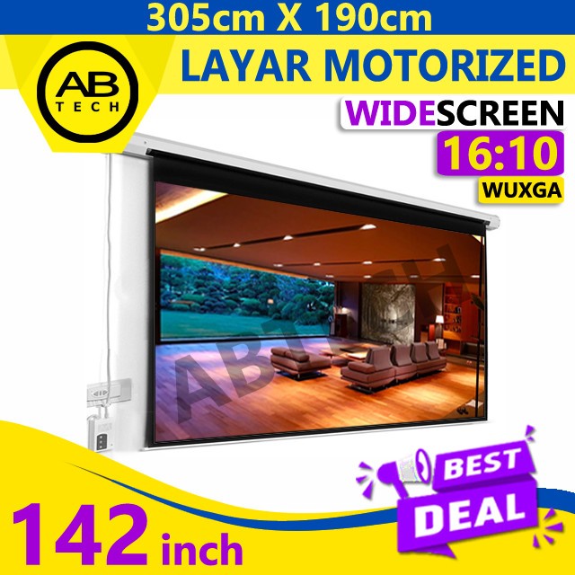 Jual Layar Proyektor Motorized 142" Ratio 16:10 WUXGA - Screen ...