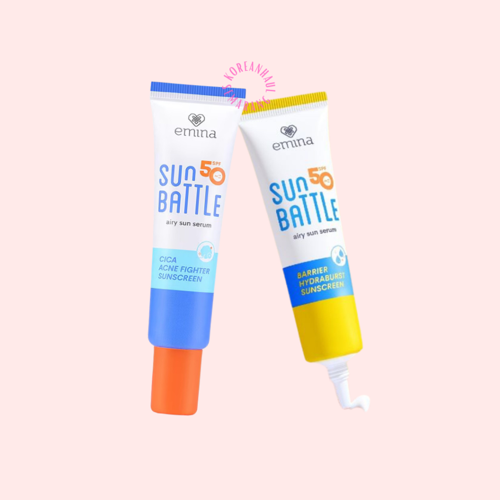 Jual NEW Emina Sun Battle Spf 50 Pa++++ Barrier Hydraburst & Cica Acne Fighter Sunscreen 30ml ...