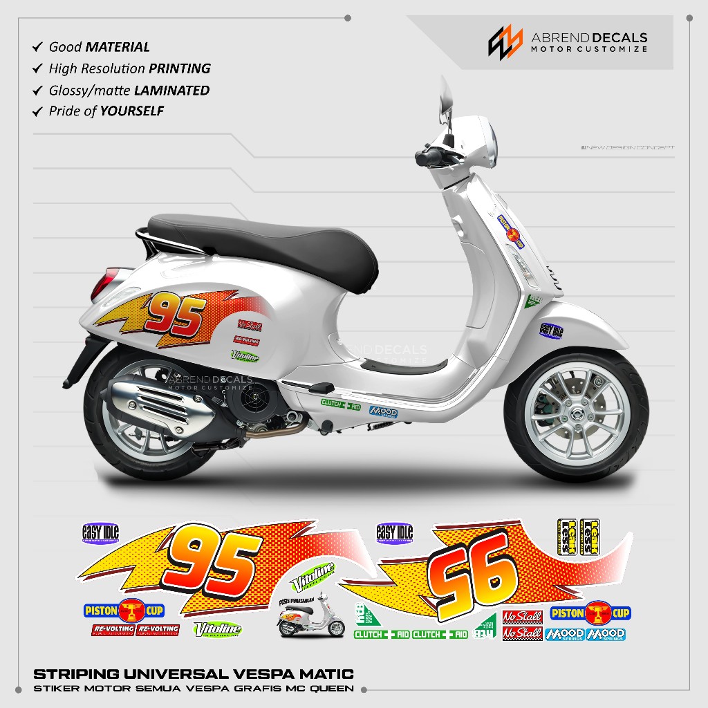Jual DECAL STRIPING UNIVERSAL VESPA MATIC MC QUEEN / STIKER VESPA ...