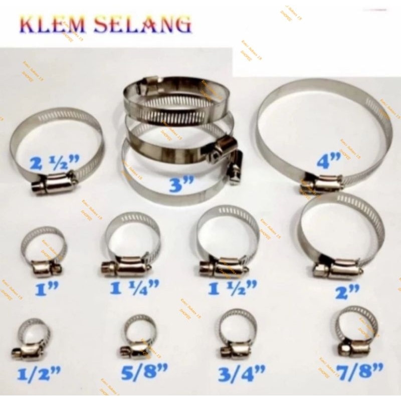 Jual Klem Selang Kleman Slang Stainless 5/8" 3/4" 1" 7/8" 11/4" 11/2 ...