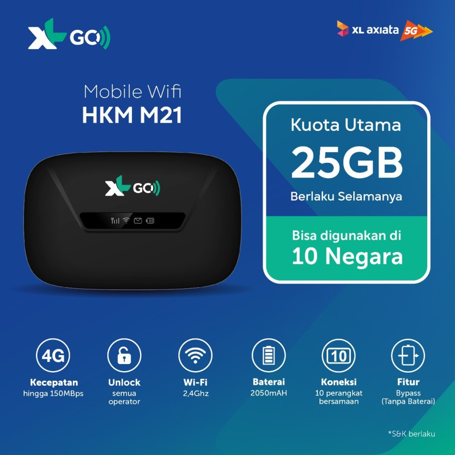 Jual HKM M21 Modem Portable Mifi 4G LTE UNLOCK Sim Card XL Free Kuota ...