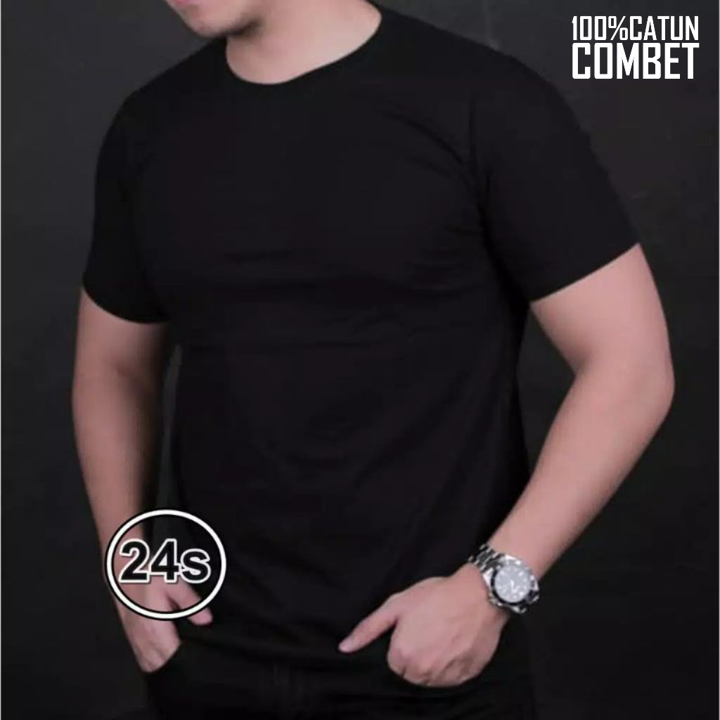 Jual kaos hitam polos kaos polos 24s cotton combed kaos hitam polos ...