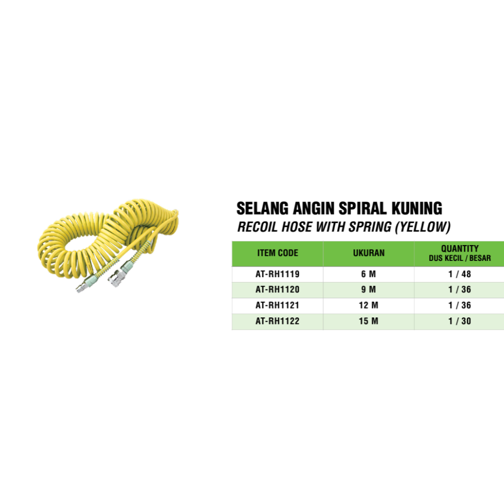 Jual Selang spiral angin TEKIRO kuning/Recoil hose wtih spring(6,9,12 ...