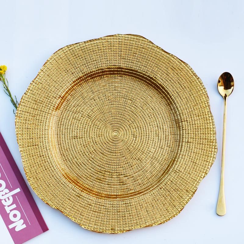 Jual Piring European Golden glass plate / Decoration Plates - Piring ...