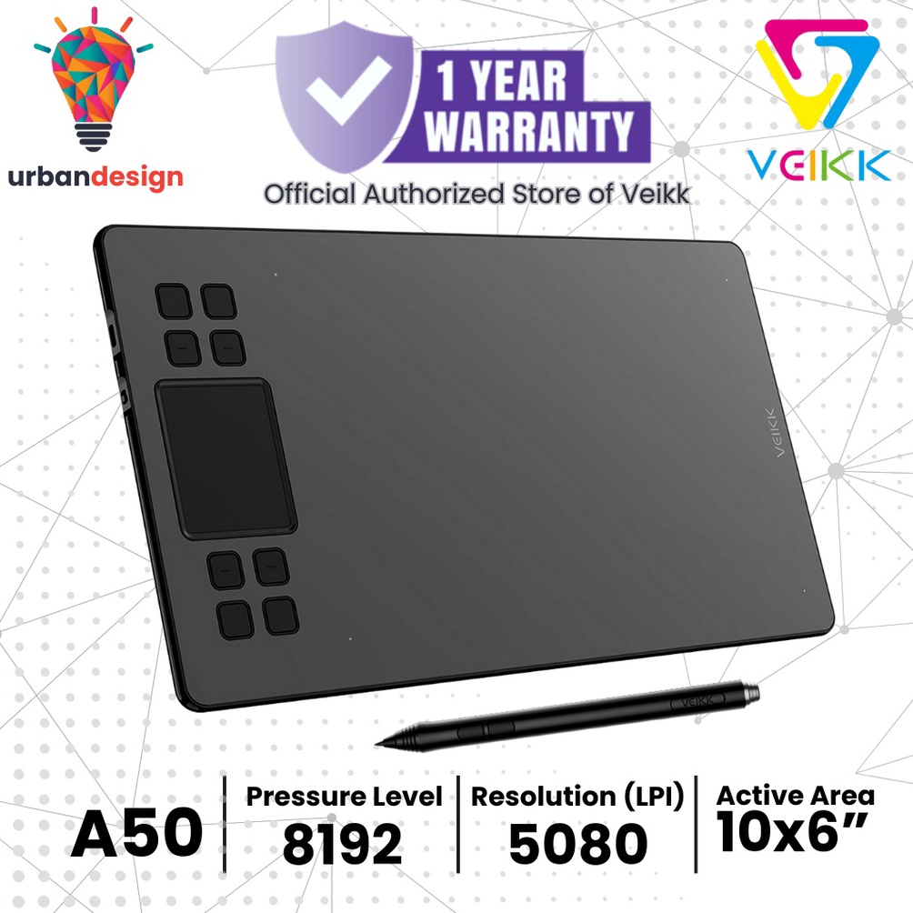 Jual VEIKK A5 Digital Graphic Drawing Pen Tablet 1inch Smooth Drawing s ...