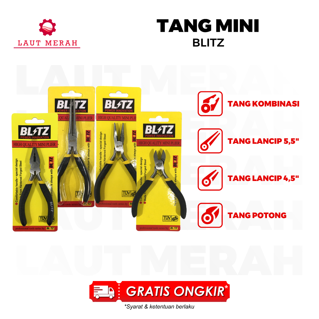 Jual Tang Mini BLITZ 4,5 in Lancip Knip Potong Kombinasi Kakaktua 5,5 - Long Nose Combination ...