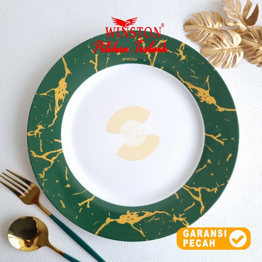 Jual WINSTON 1pcs Flat Plate Keramik 11in Marmer Hitam Piring Saji ...