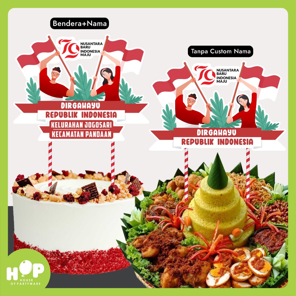 Jual Topper Tumpeng Cake Bendera 17 AGUSTUS Hiasan HUT RI / DIRGAHAYU ...