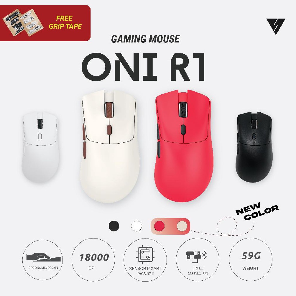 Jual VortexSeries ONI R1 LightWeight Ergonomic Wireless Gaming Mouse o ...