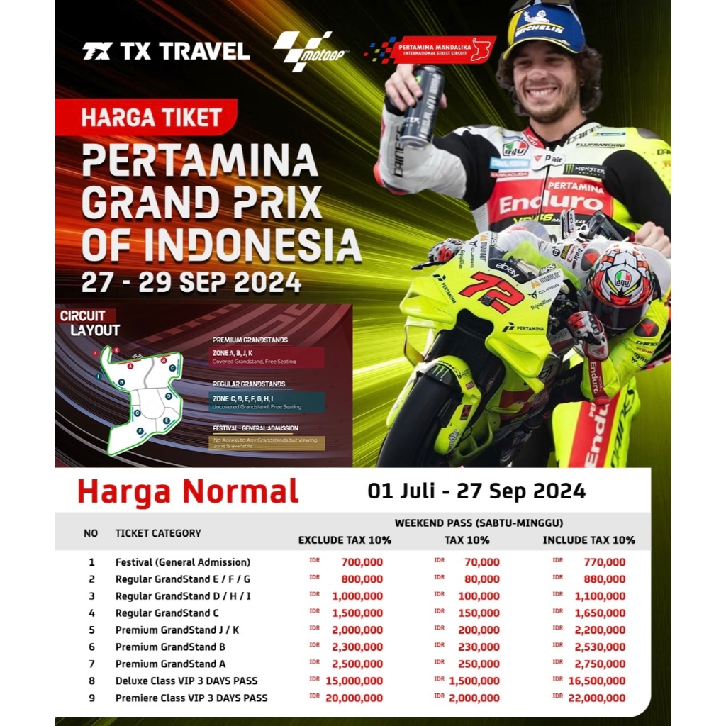 Jual Tiket MotoGP Mandalika 2024 "Premium GrandStand A" | Shopee Indonesia