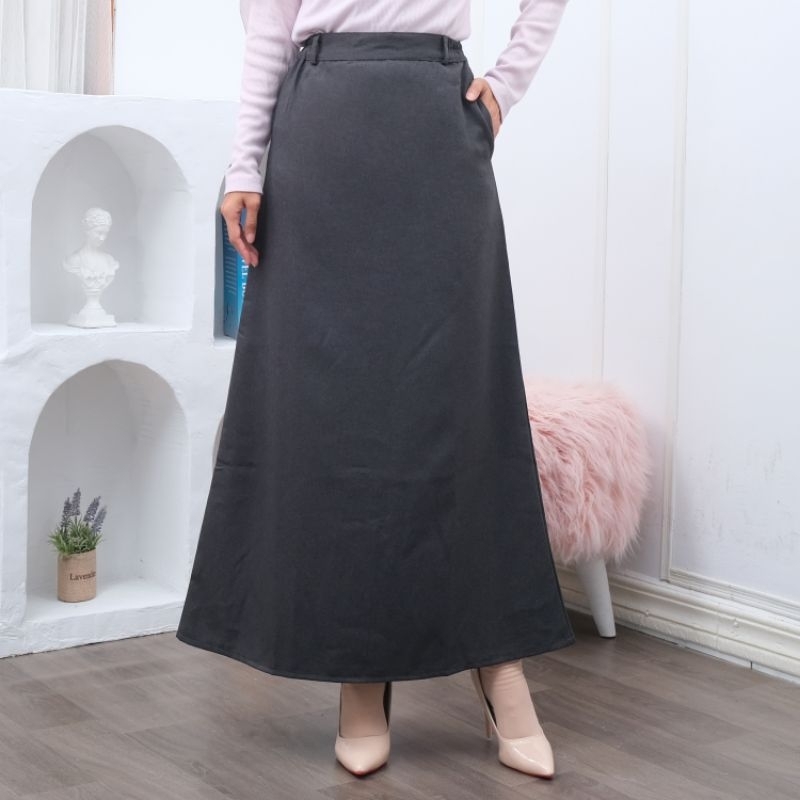 Jual Rok Kerja Wanita A Line Maxi Bahan Dasar Kain Ukuran S,M,L,XL ...