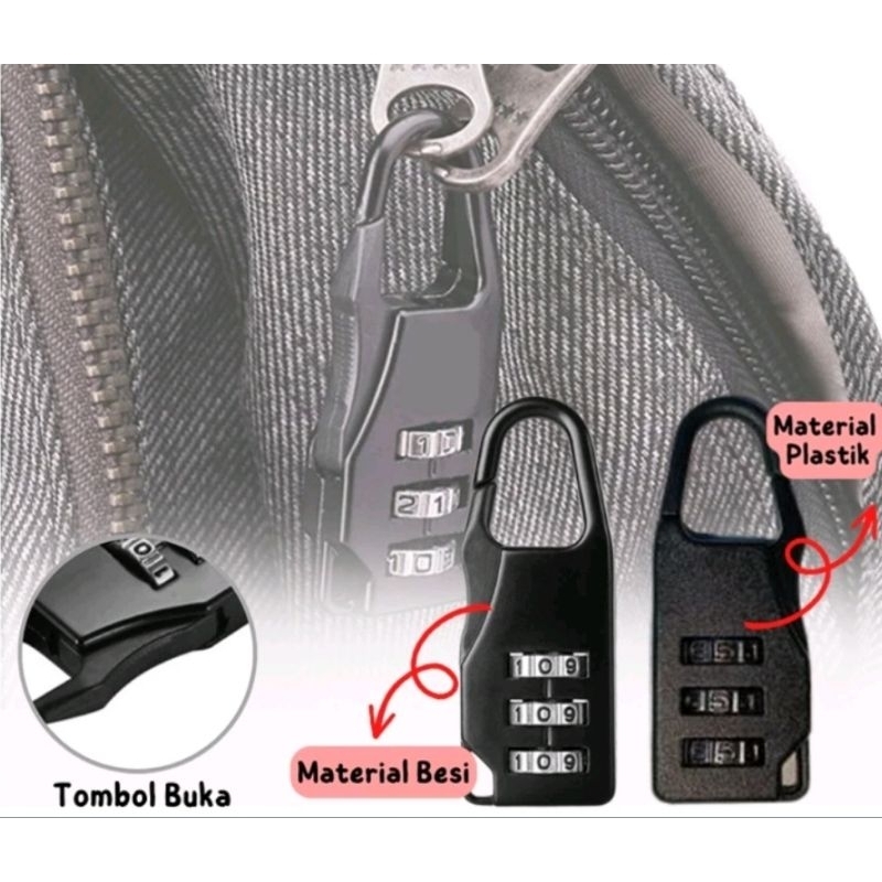 Jual Gembok Koper Kombinasi Angka Plastik n Besi / Pengunci Pengaman ...