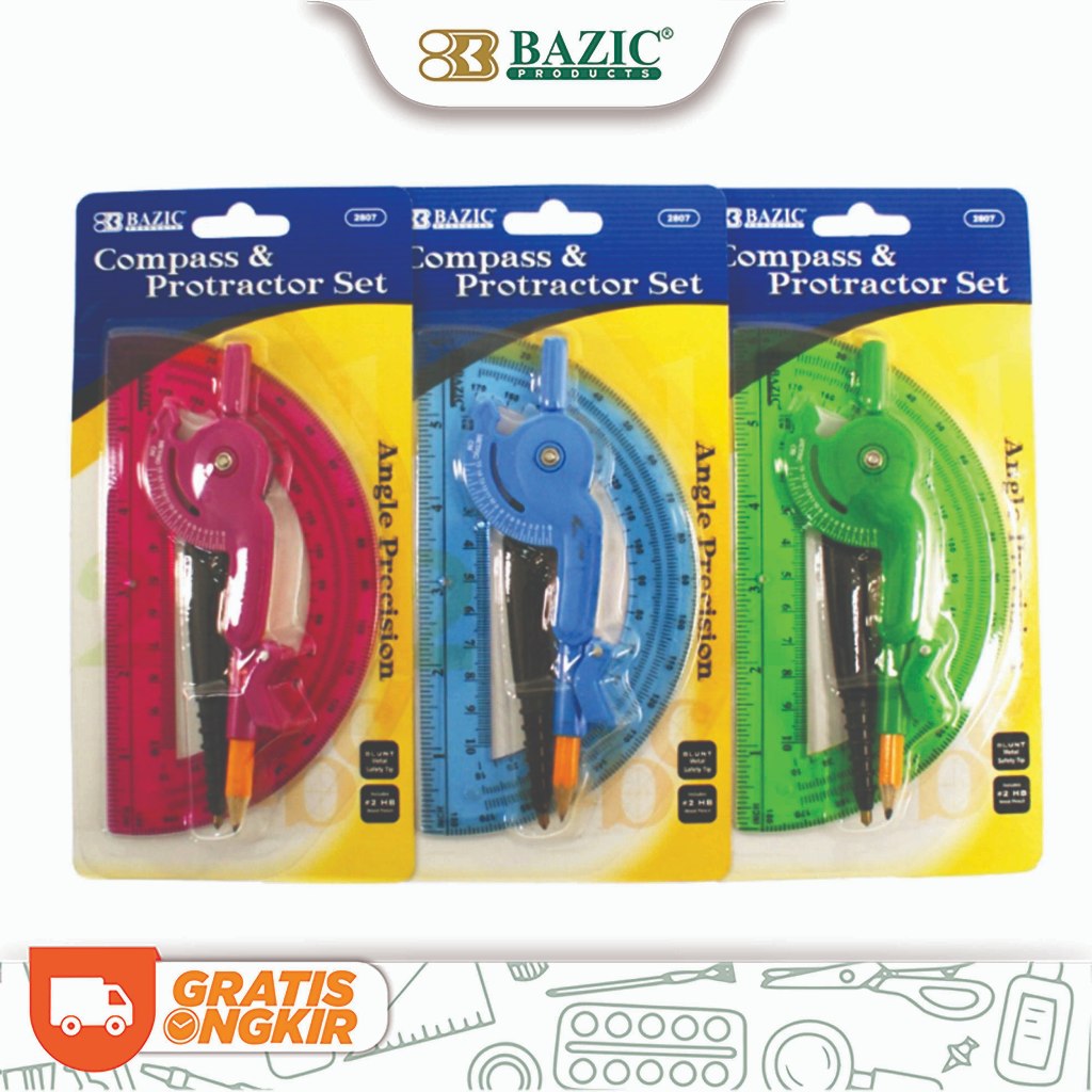 Jual Bazic Scale-Arm Compass & 6" Protractor Set - Jangka & Busur ...