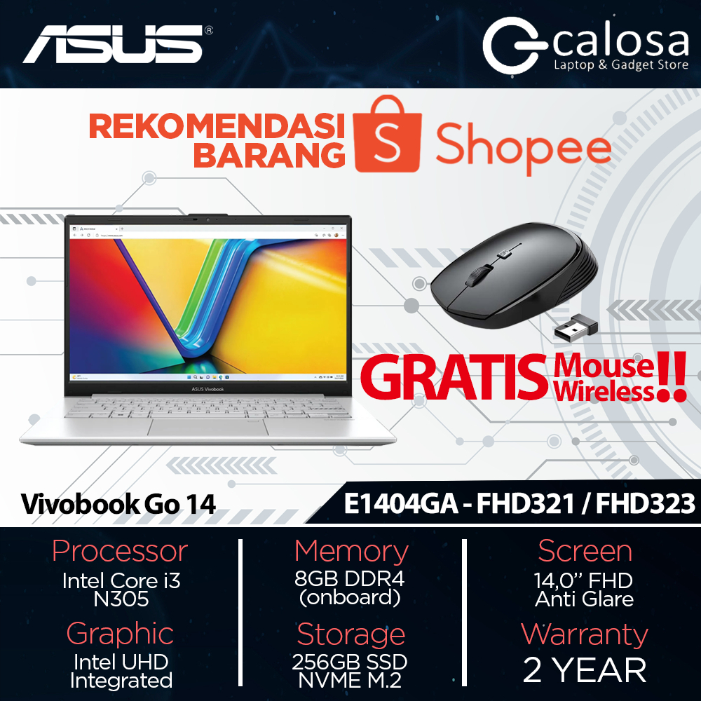 Jual LAPTOP ASUS VIVOBOOK GO 14 E1404GA-FHD321 / FHD323 / FHD322M ...