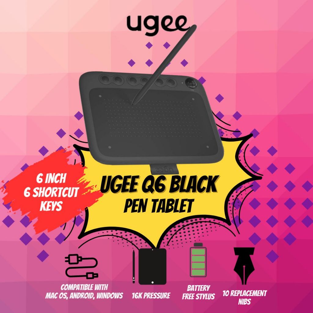 Jual UGEE Pen Tablet Q6 Series Black | Shopee Indonesia