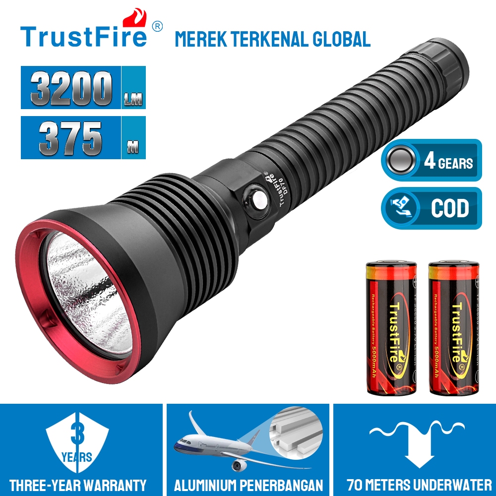 Jual TrustFire DF70 3200LM Kit Senter Selam Daya Tahan Dapat Mencapai ...