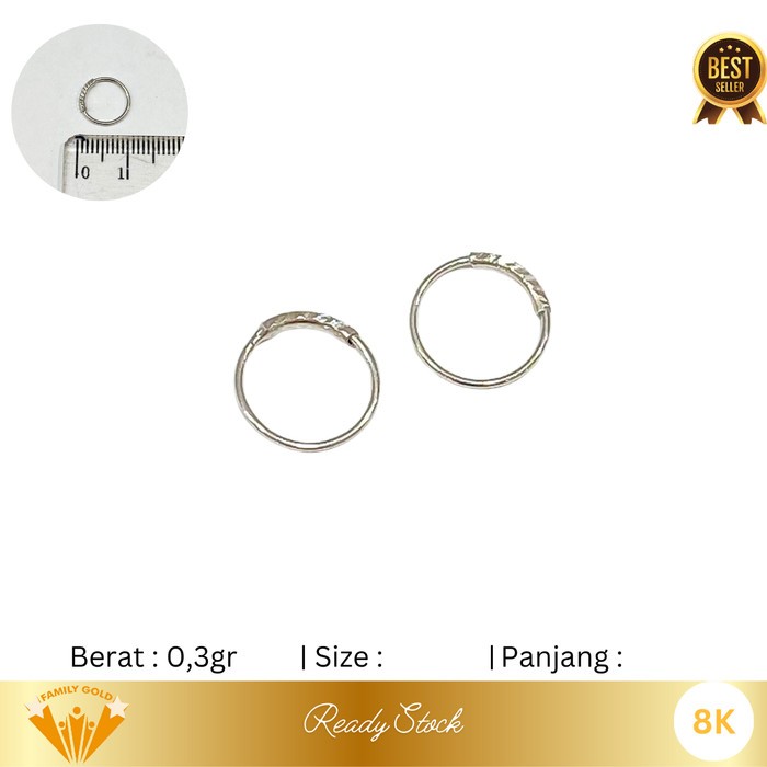 Jual Anting Emas White Gold Kadar 8K Model Kenip Ukir Family Gold | Shopee Indonesia