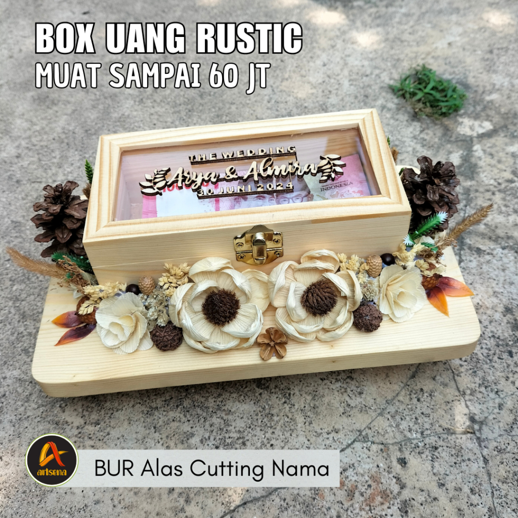 Jual Kotak Uang Mahar Rustic Kayu Jati / Box Uang Seserahan Rustic Kayu ...