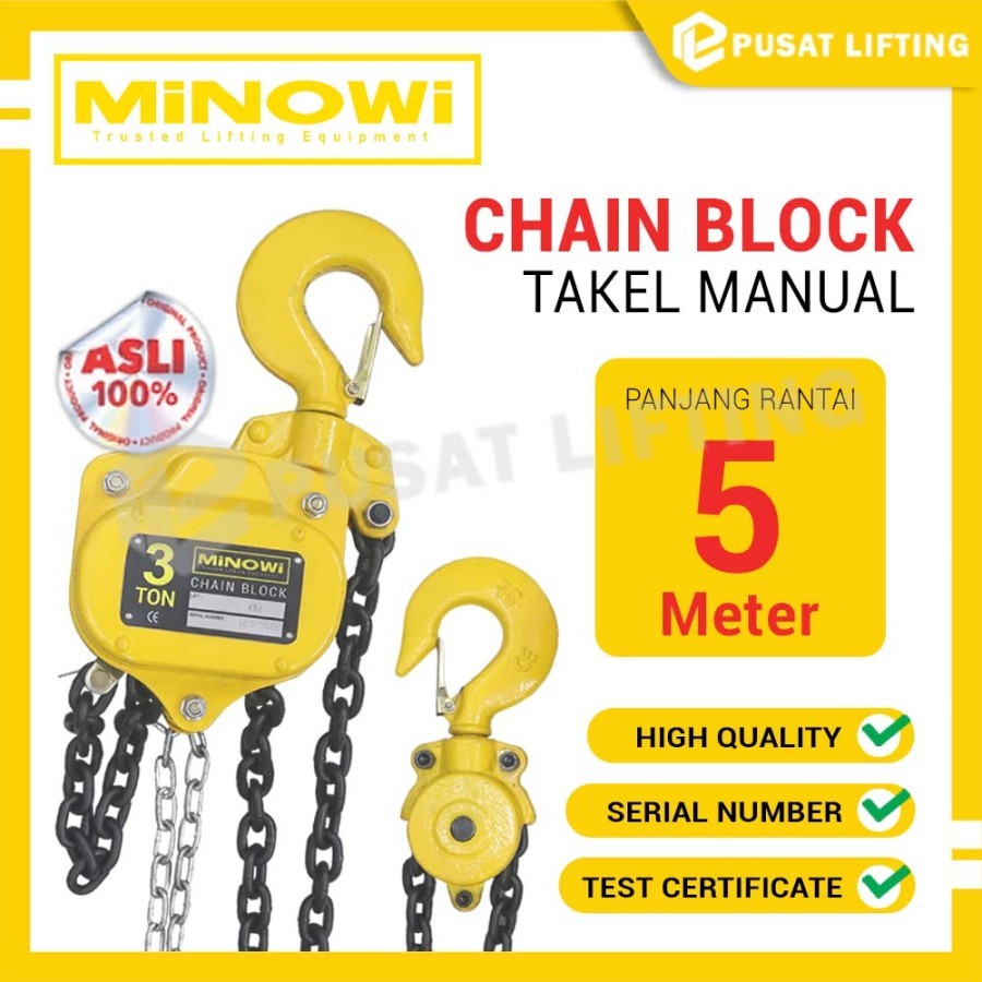 Jual Chain Block VT MINOWI 3 Ton 5 Meter Takel Katrol Manual | Shopee ...