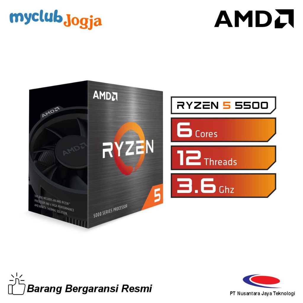 Jual Processor AMD RYZEN 5 5500 BOX, AM4, 6-Cores 12-Threads, 3.6GHz Up to 4.2 GHz, L3 Cache ...
