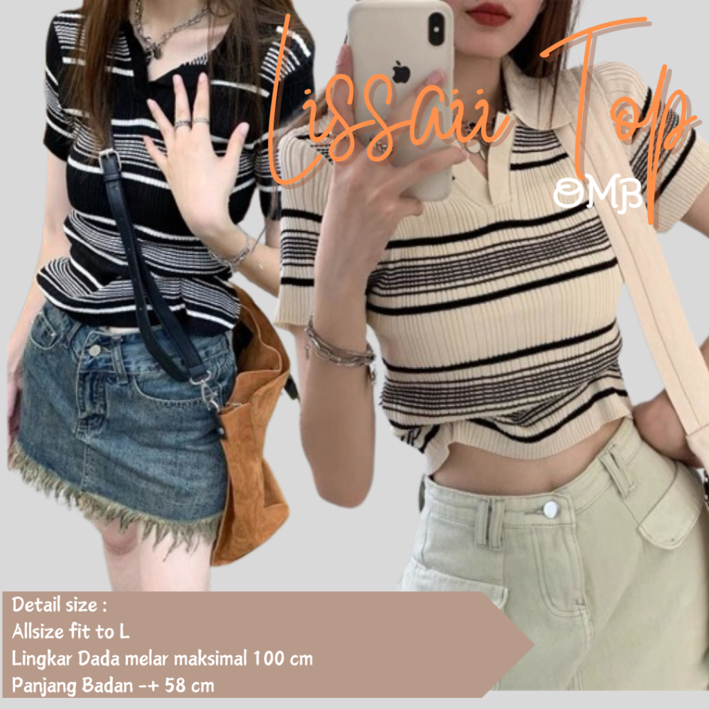 Jual ATASAN LISAII TOP RAJUT KERAH POLO SALUR -#OMB | Shopee Indonesia