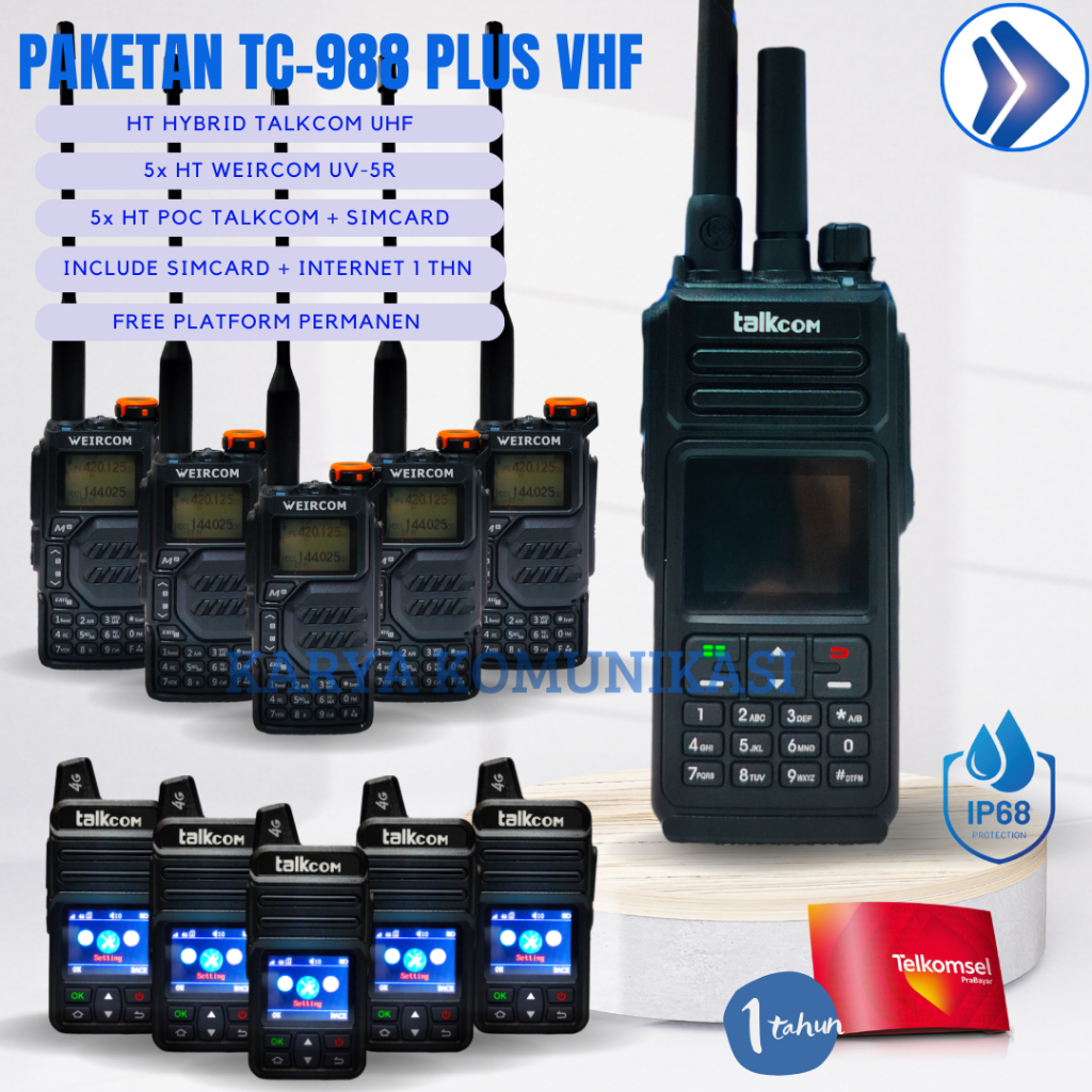 Jual PAKETAN HT HYBRID VHF TALKCOM TC-988PLUS HT WEIRCOM UV-5R DAN HT ...