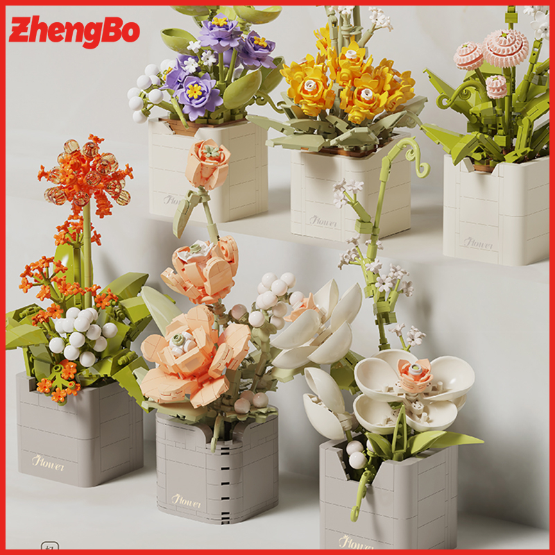 Jual ZhengBo Mainan Bricks Bunga DIY Pot Tanaman Immortal Bunga Kreatif ...