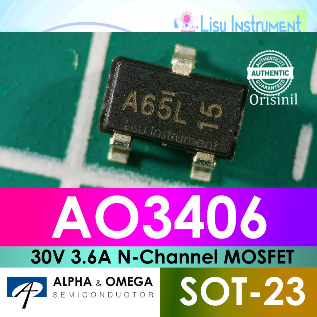 Jual AO3406 30V 3.6A N-Channel MOSFET A6 SOT-23 Alpha & Omega ORIGINAL | Shopee Indonesia