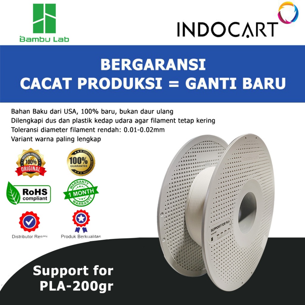 Jual 3D Printer FILAMENT BAMBULAB Support for PLA White Color 1.75mm ...